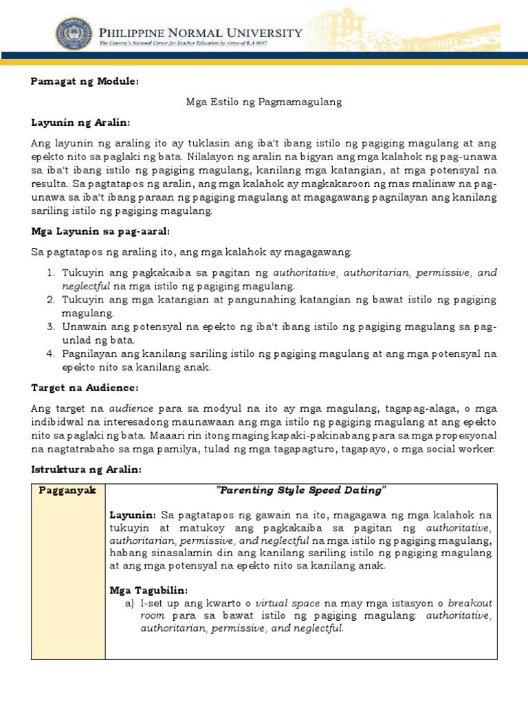 Mga Estilo NG Pagmamagulang | PDF