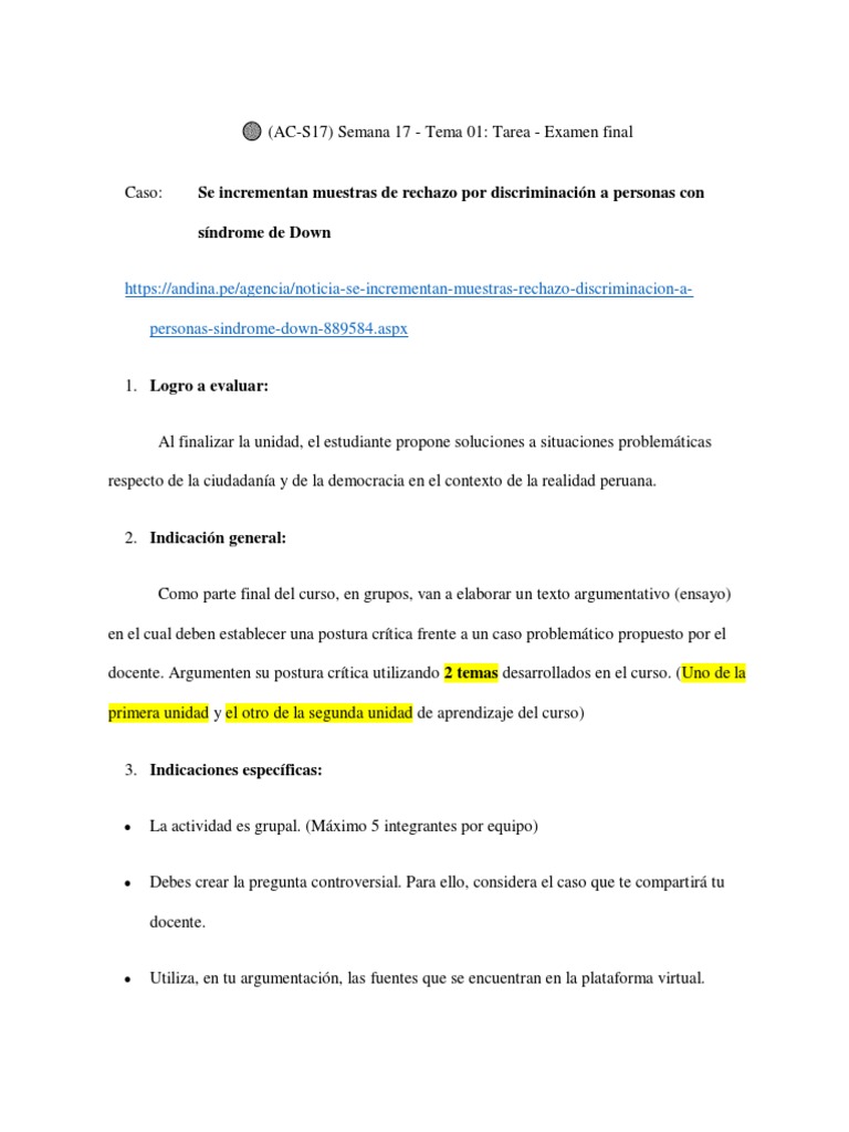 Caso y Consigna Examen Final | PDF | Ensayos | Aprendizaje