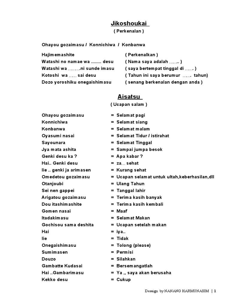 Contoh Jikoshoukai dalam Bahasa Indonesia | PDF | Seni & Disiplin Bahasa