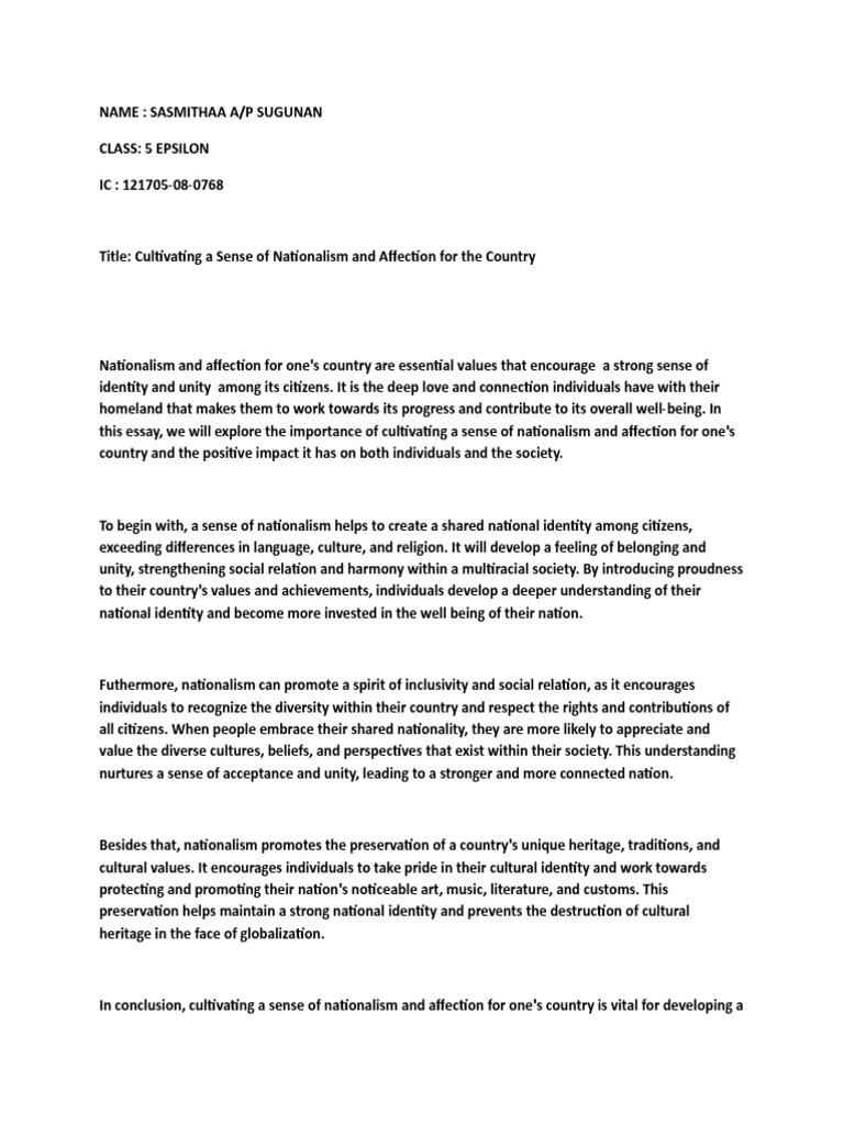 ESSAY | PDF | Nationalism | Identity (Social Science)