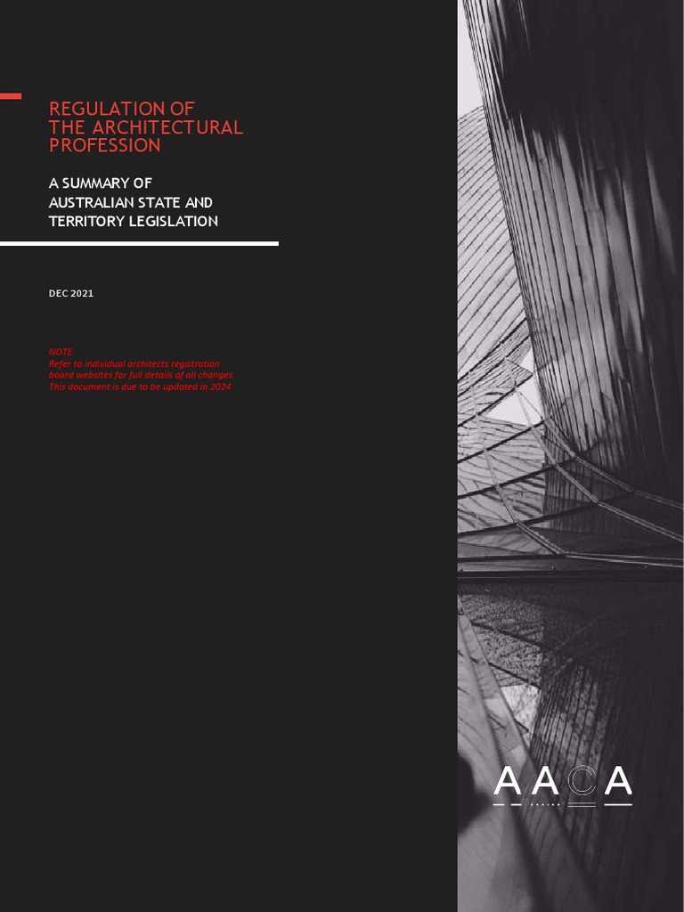 AACA Regulation of The Architect Profession (Dec 2021) | PDF ...