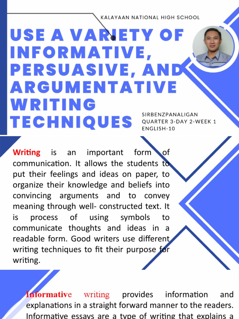 Use A Variety of Informative Persuasive and Argumentative Writing ... Use A Variety of Informative Persuasive and Argumentative Writing ...