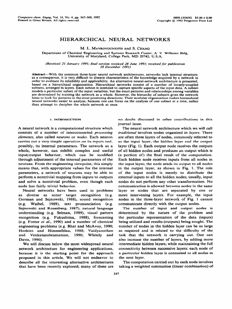 Hierarchical Neural Networks Pdf Artificial Neural Network Parameter Computer Programming