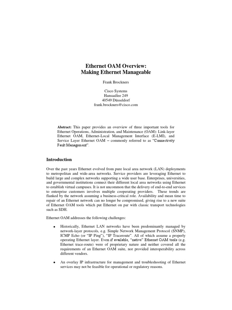 Ethernet Oam Overview | PDF | Multiprotocol Label Switching | Networking