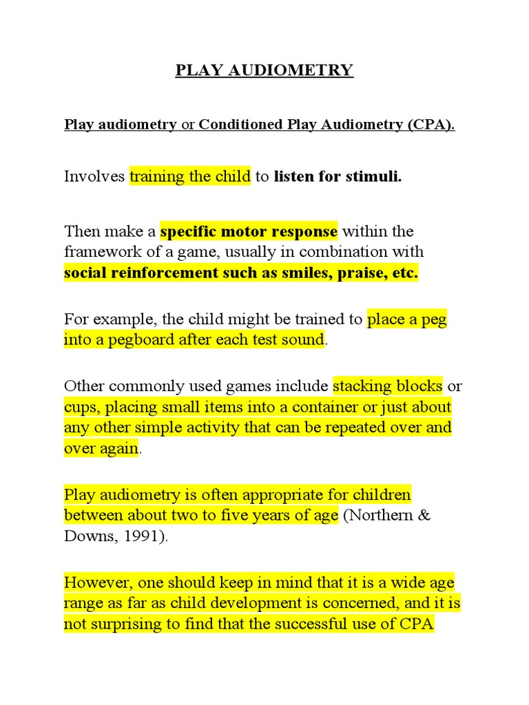 Play Audiometry | PDF | Headphones | Cognitive Science