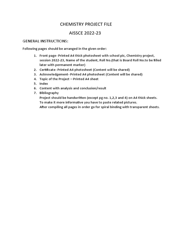 Chemistry Project File | PDF | Art | Technology & Engineering