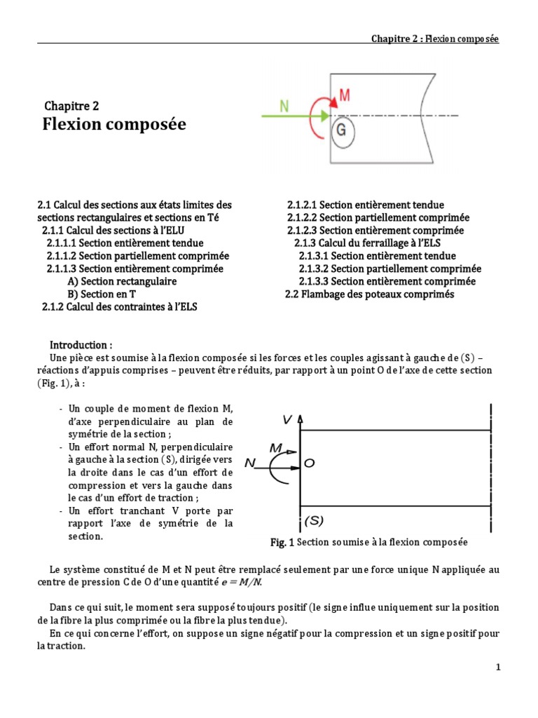 Chapitre 2 Flexion Composée | PDF | Flexion (matériau) | Génie du bâtiment