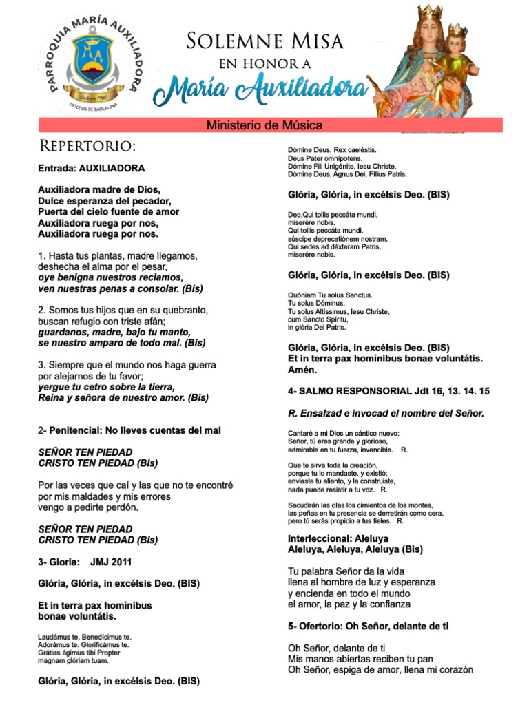 Misa Solemne A Maria Auxiliadora | PDF | Adoración Cristiana Y Liturgia | Liturgia Catolica