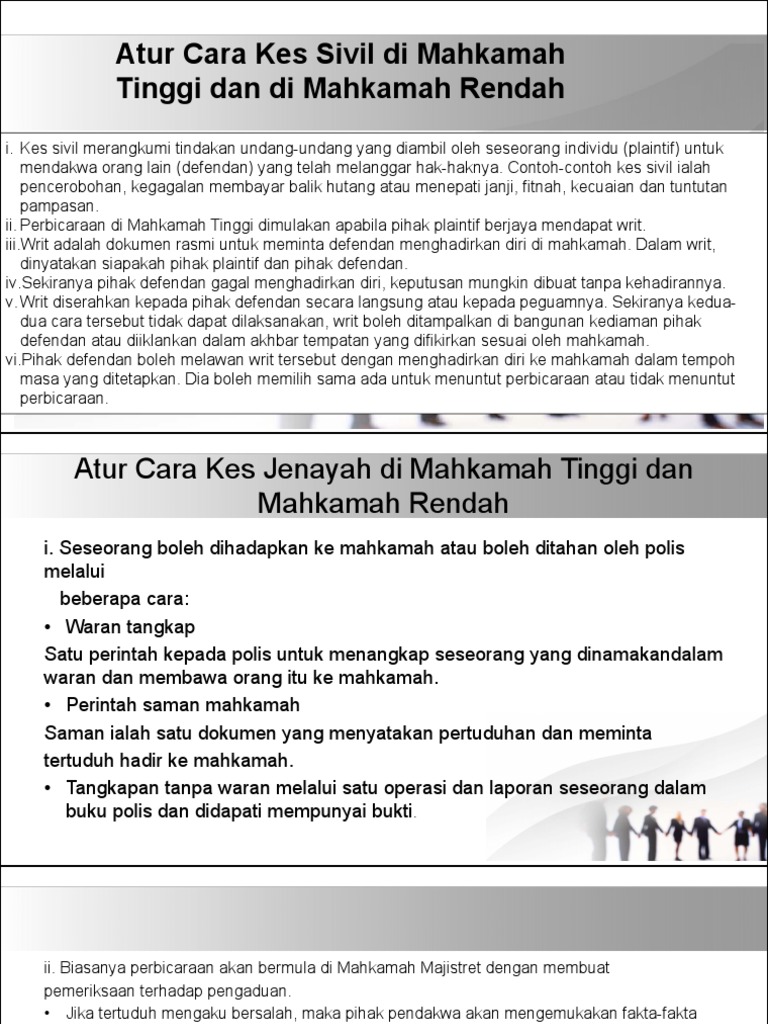 Prosedur Kes Sivil di Mahkamah Malaysia | PDF