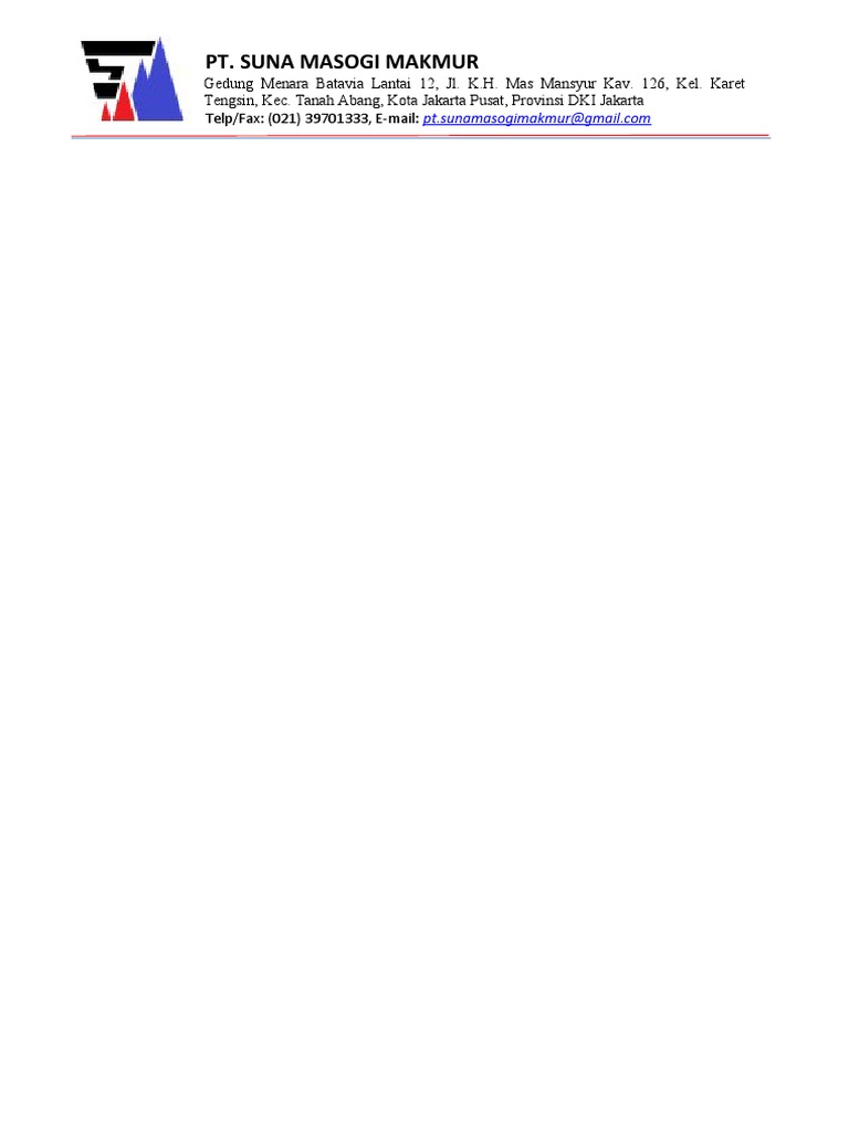 Kop Surat PT. Suna Masogi Makmur Jakarta | PDF