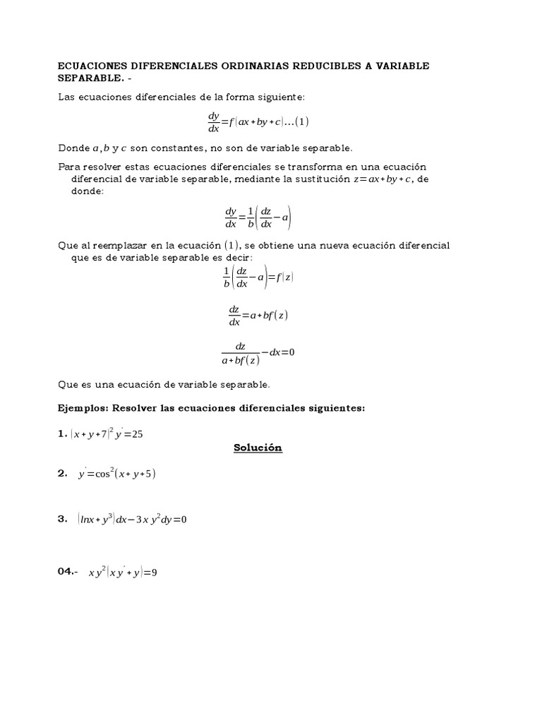 Reducibles A Variable Separable Teoria Pdf