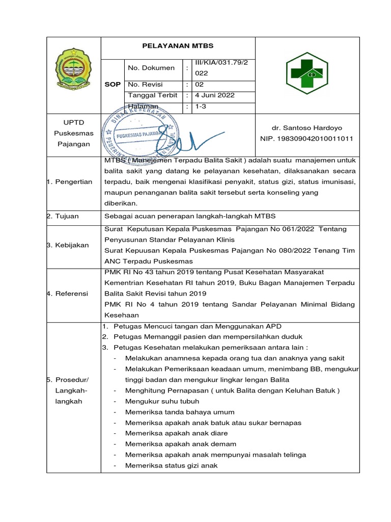 Sop Pelayanan MTBS | PDF