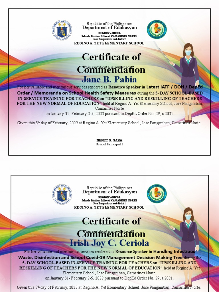 Certificates of Commendation To Inset Resource Speakers | PDF | Learning Certificates of Commendation To Inset Resource Speakers | PDF | Learning