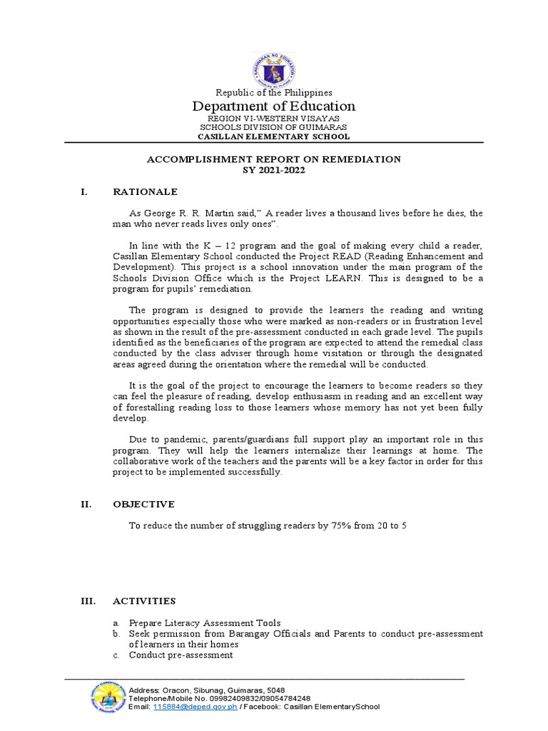 Remediation Accomplishment Report | PDF