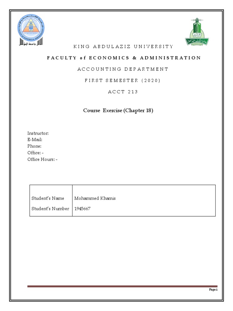 Acct 213 Exercise Chapter 18 St Pdf Equity Finance Revenue