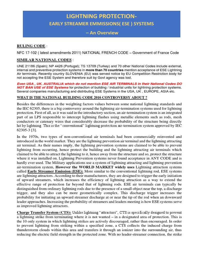 ESE SYSTEMS - An Overview | PDF | Lightning | Electricity