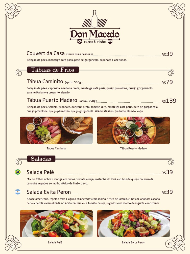 CARDÁPIO DON MACEDO ATUALIZADO 25set | PDF | Culináriar | Alimentos