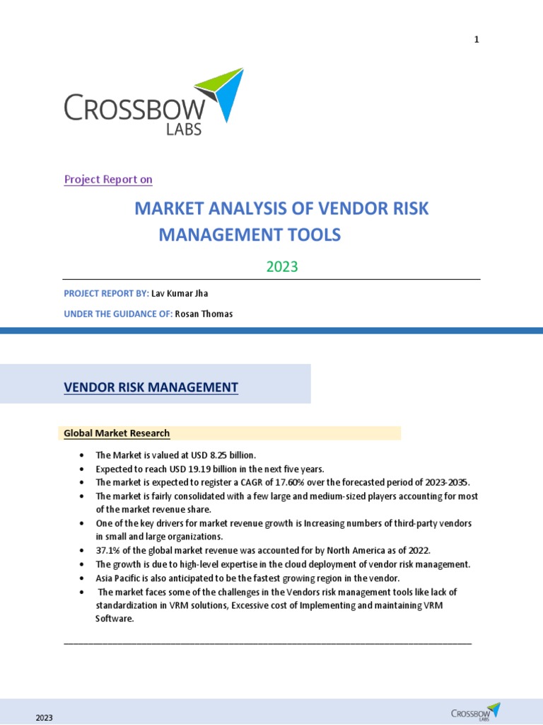 VRM Market Analysis - Crossbow Labs | PDF | Risk Management | Risk