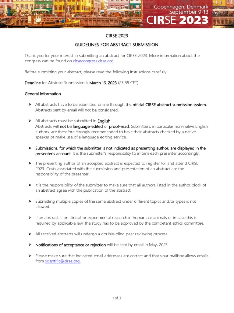 Cirse 2023 Abstract Submission Guide | PDF | Systematic Review | Methodology