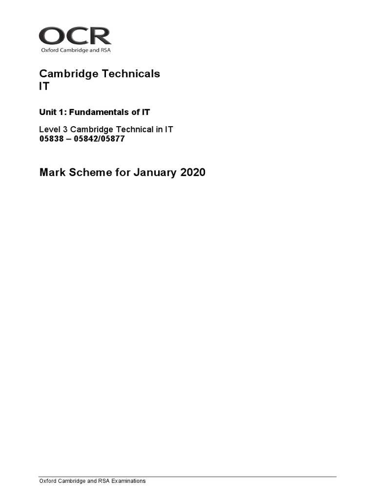 IT Fundamentals Mark Scheme 2020 | PDF | Graphics Processing Unit ...