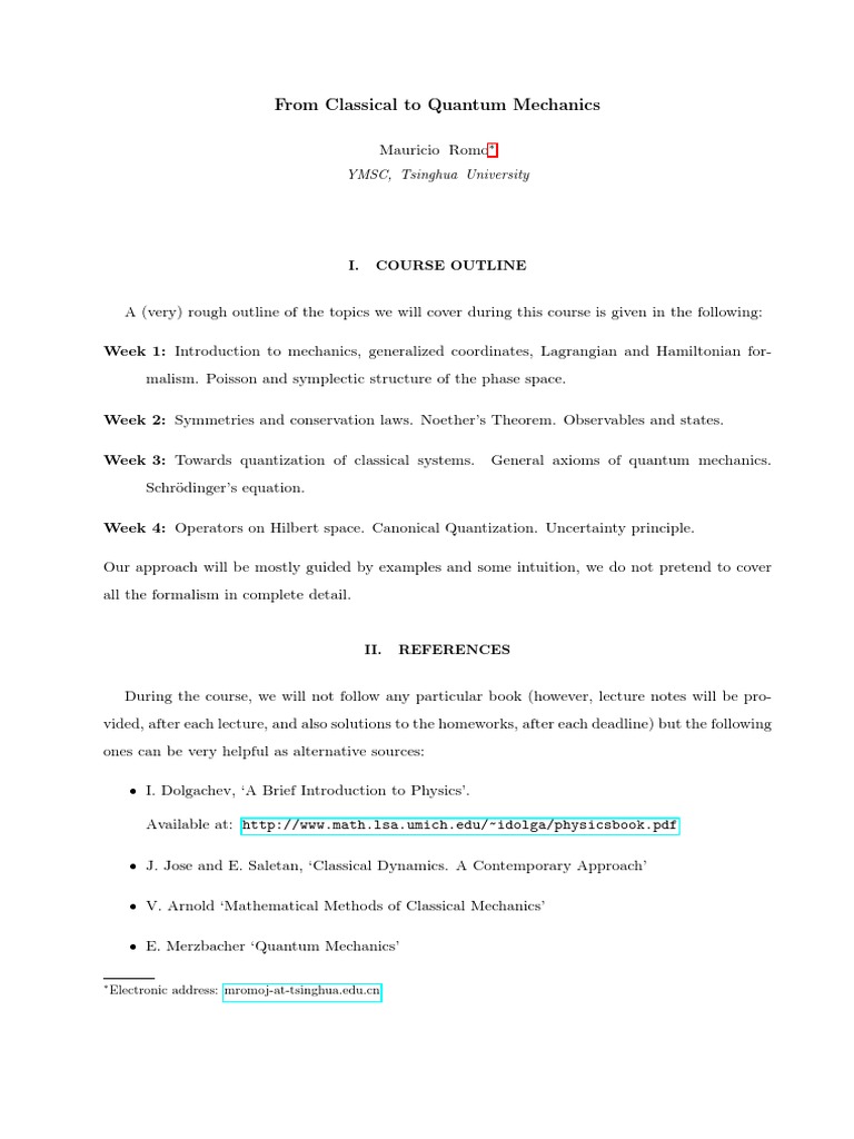 Mathcamp 2023 Outline | PDF | Quantum Mechanics | Quantization (Physics)