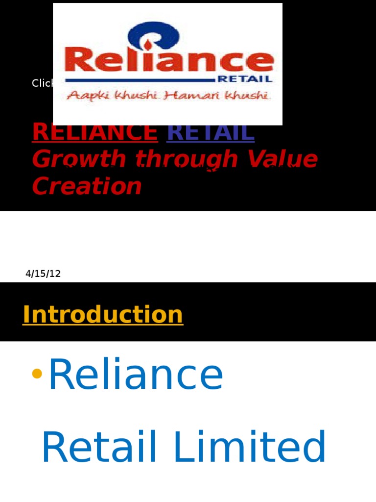 Reliance: Growth Through Value Creation | PDF | Supermarket | Retail