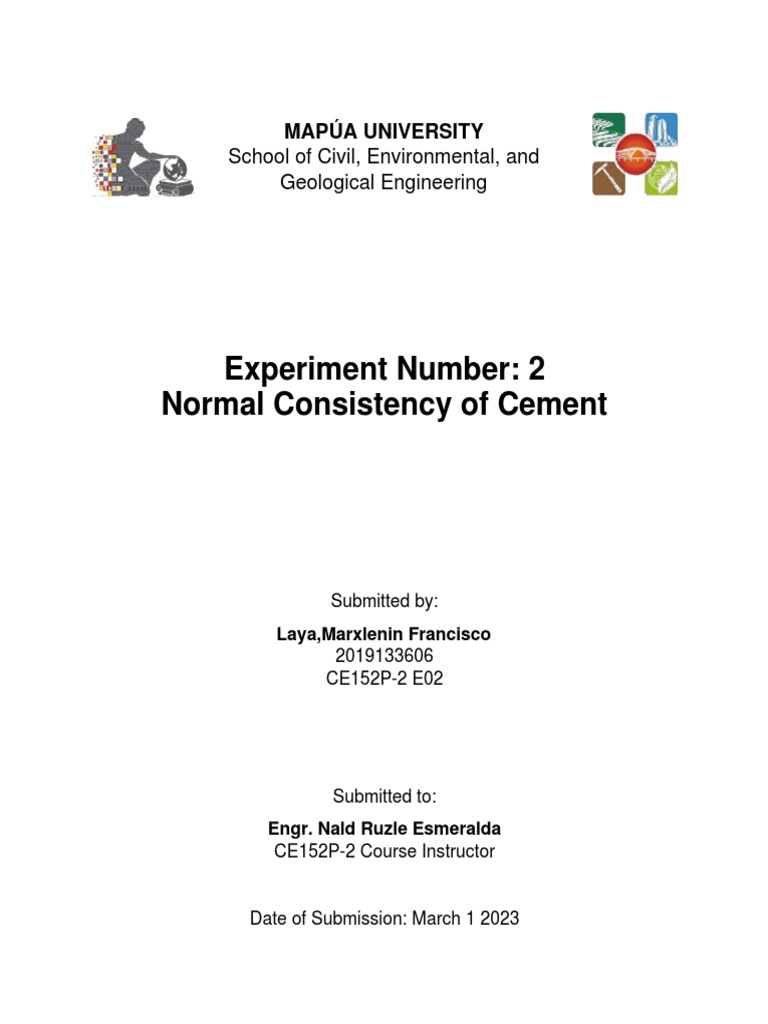 Laya Marxlenin - CE152P-2 - E02 - Experiment2 - Module1 | PDF | Concrete | Cement