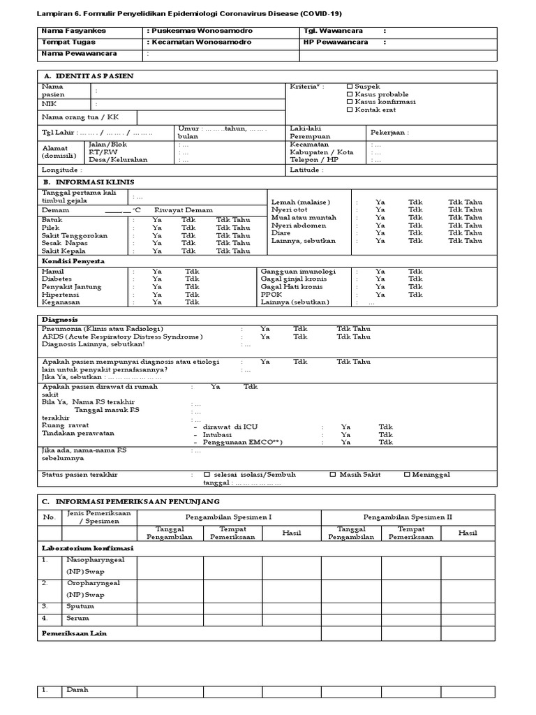 Form Pe Covid-19 | PDF