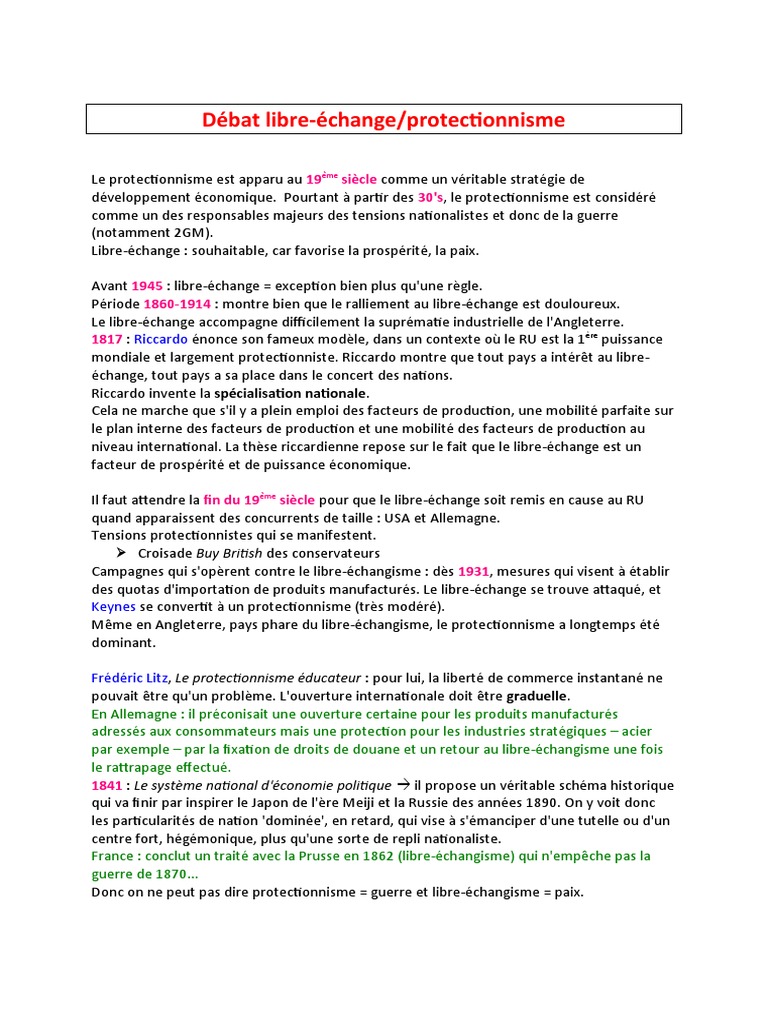 6 - Libre-Échange VS Protectionnisme | PDF | Libre-échange ...