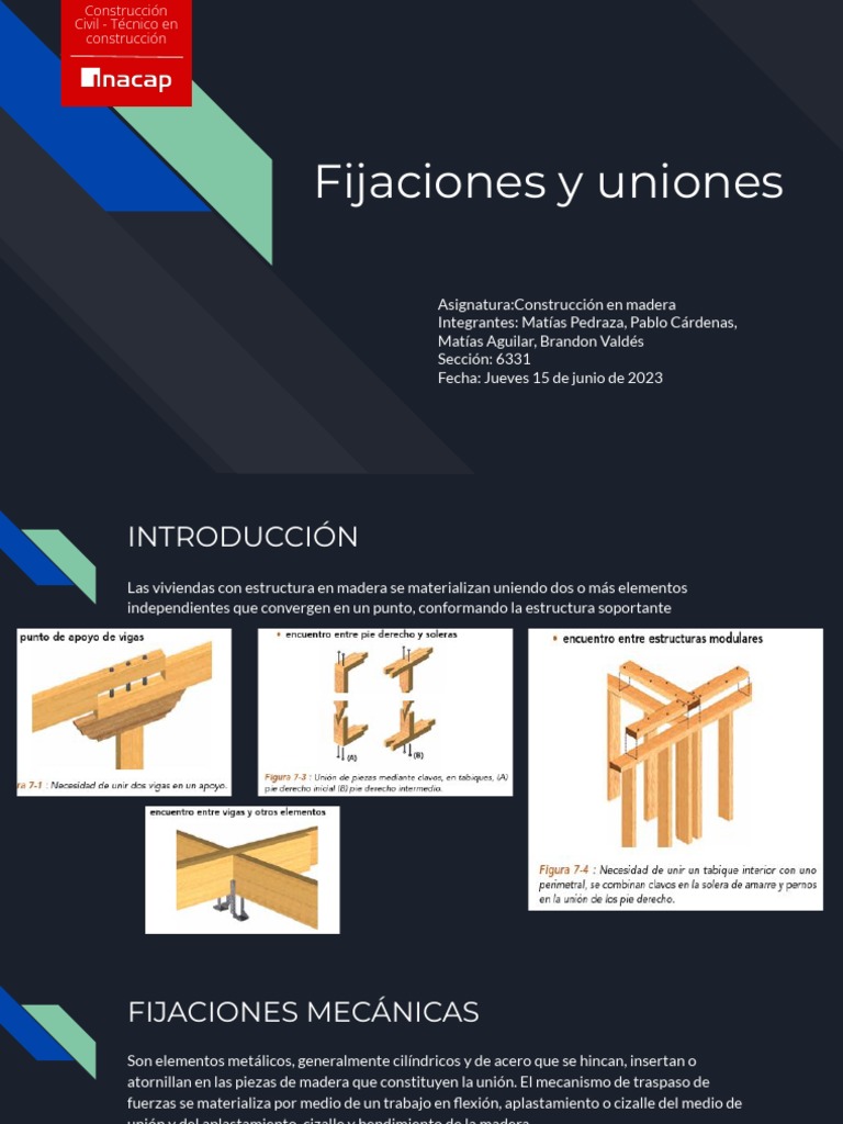 Fijaciones y Uniones | PDF | Madera | Resistencia Eléctrica y Conductancia