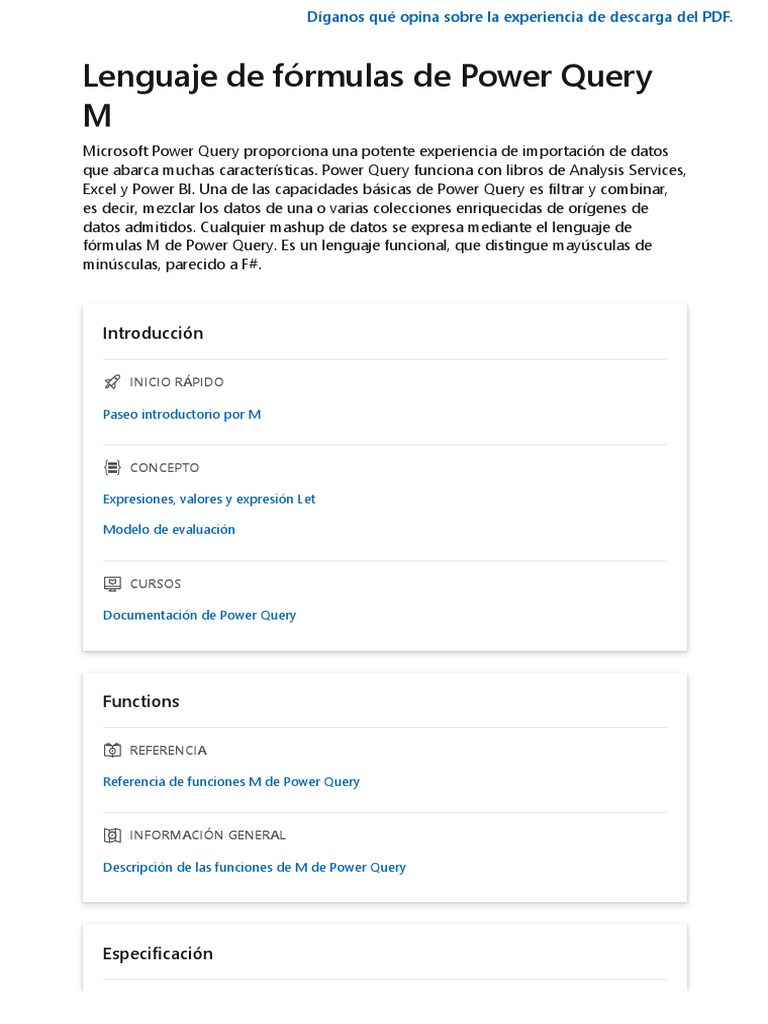 Powerquery Lenguaje M | PDF | Lenguaje de programación | Hoja de cálculo