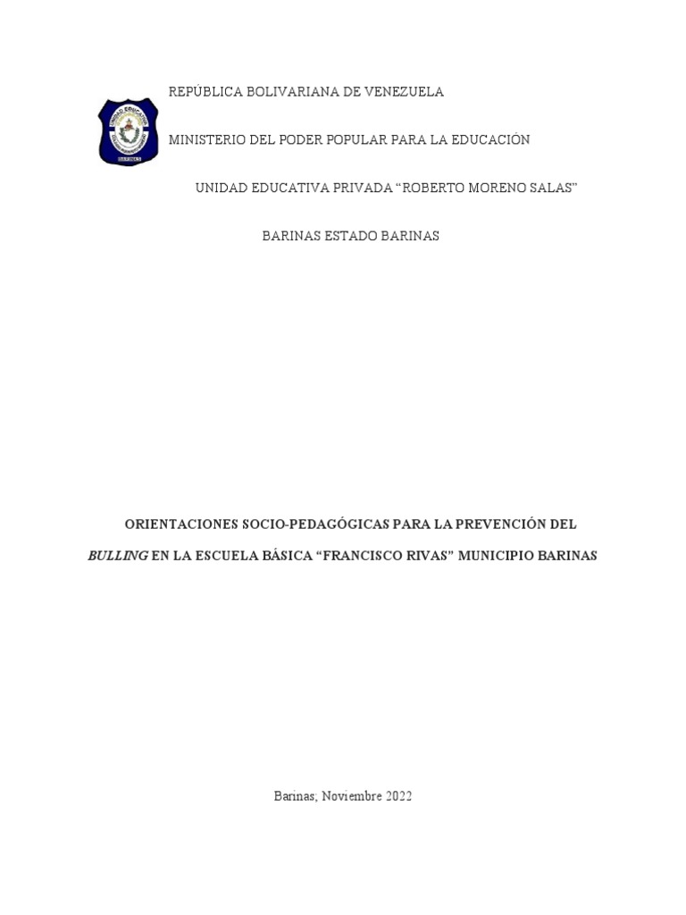 Prevención del Bullying Escolar | PDF | Violencia
