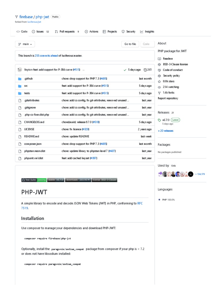 GitHub - Firebase - PHP-JWT - PHP Package For JWT | PDF | Hypertext ... GitHub - Firebase - PHP-JWT - PHP Package For JWT | PDF | Hypertext ...