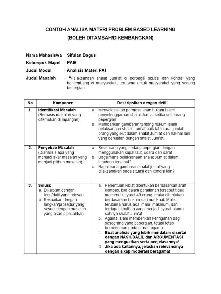 Contoh Form Analisis Materi PBL Pai-1 Batch 2 | PDF | Filsafat | Sains & Matematika