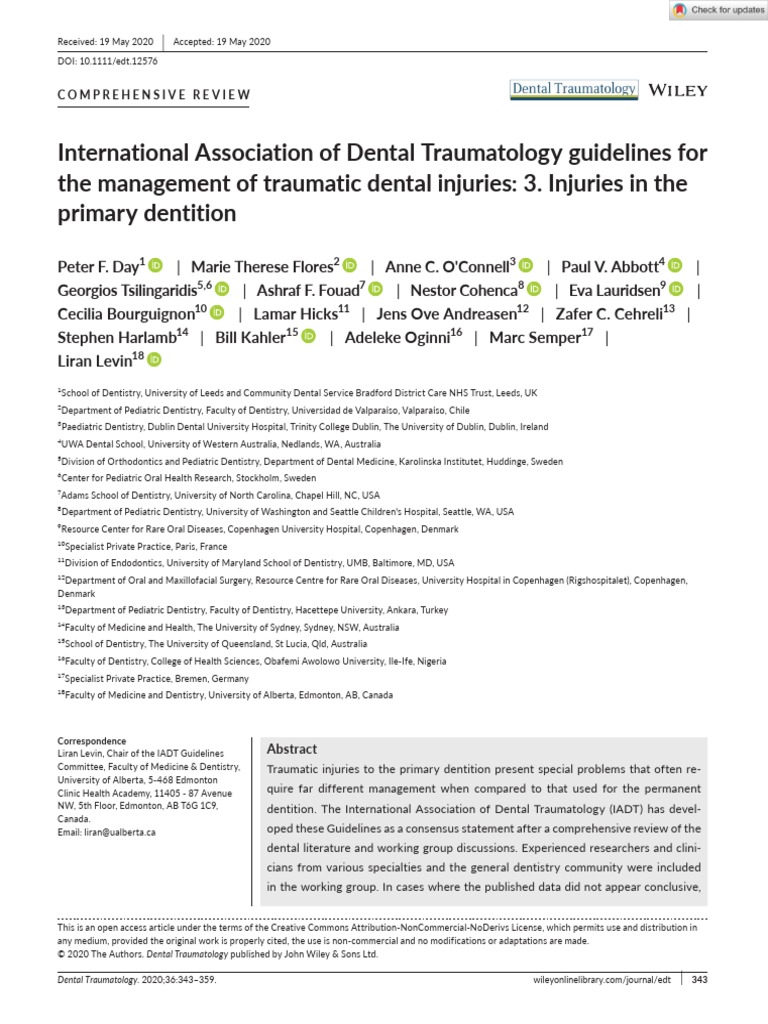 Dental Traumatology - 2020 - Day - International Association of Dental ...