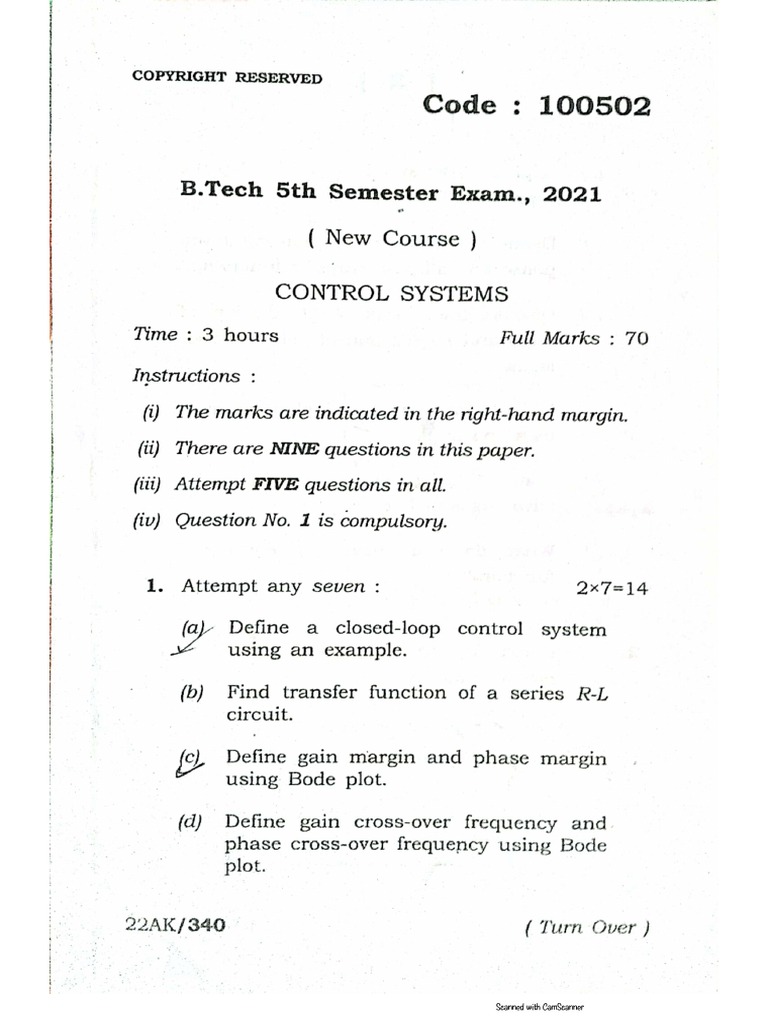 CONTROL SYSTEM_PYQ_2021 (1) | PDF