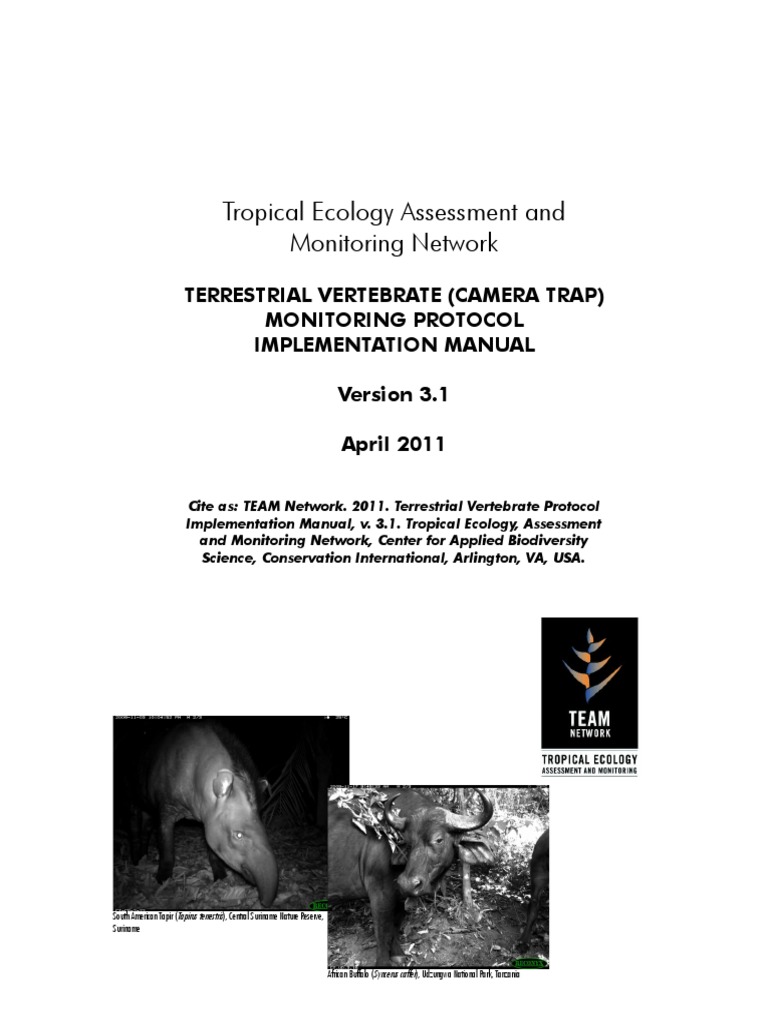 Camera Trap Monitoring Protocol Guide | PDF | Rechargeable Battery | Geographic Information System