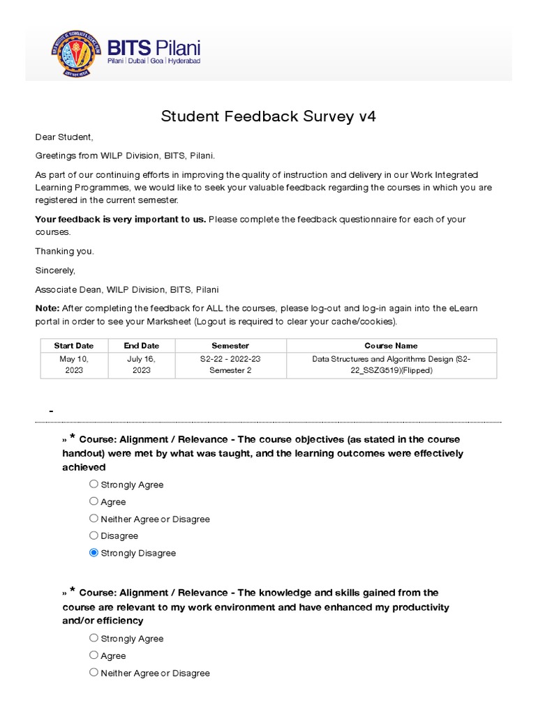 Feedback On DSA | PDF | Learning | Lecture Feedback On DSA | PDF | Learning | Lecture