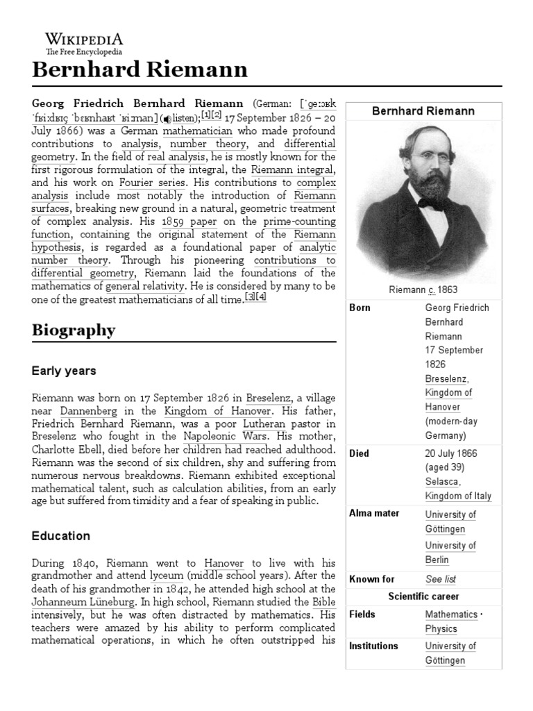 Rieman 1 | PDF | Mathematics | Mathematical Analysis