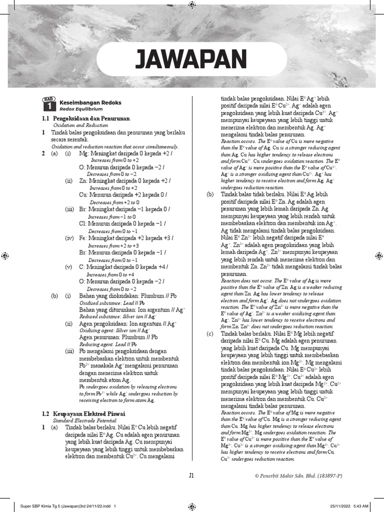 02 - Super SBP Kimia TG 5 (Jawapan) 3rd 24-11-22 | PDF