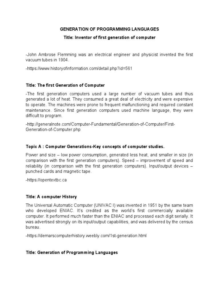 The First Generation of Computer | PDF | Business | Computers