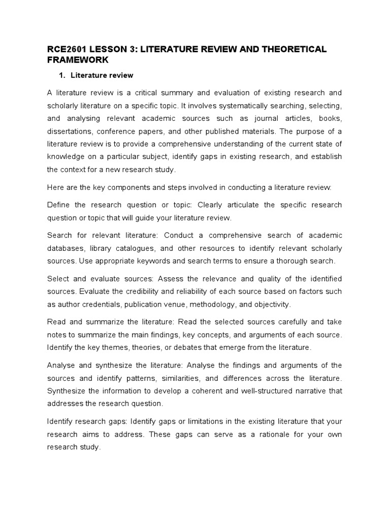Lesson 3 Literature Review and Theoretical Framework P | PDF | Learning ...