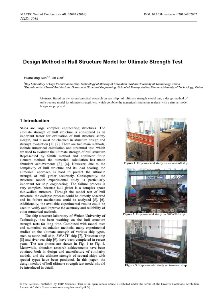 Hull Structure Model Design for Strength Test | PDF | Strength Of ...