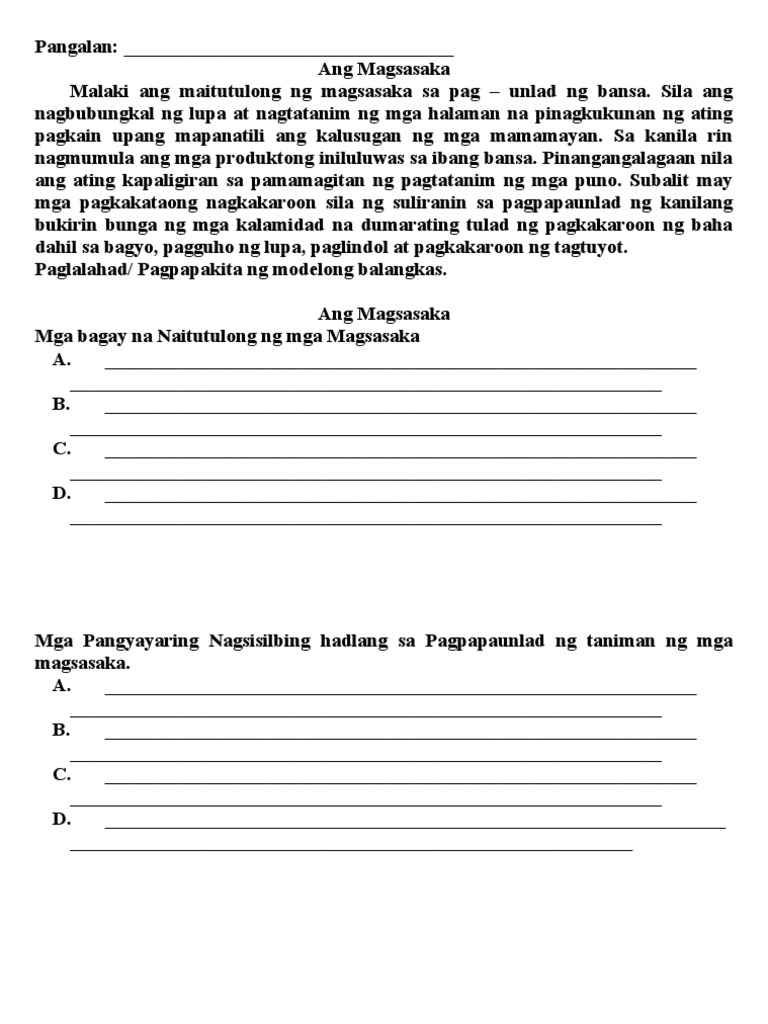 Ang Magsasaka Kwento | PDF