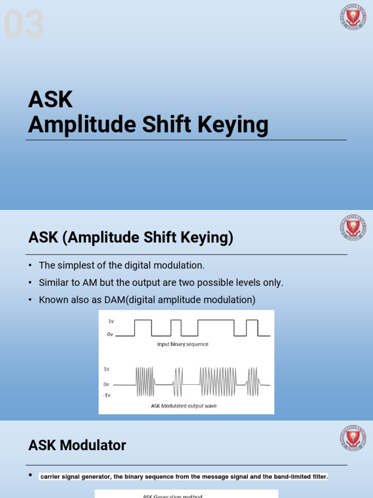 03 - Modulation and Coding Techniques - Amplitude Shift Keying | Download Free PDF | Modulation ...