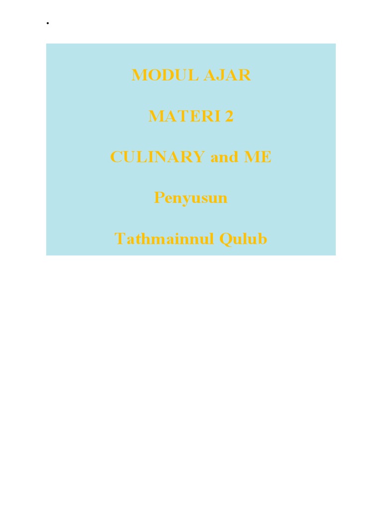 MA Chapter 2 Culinary and Me | PDF