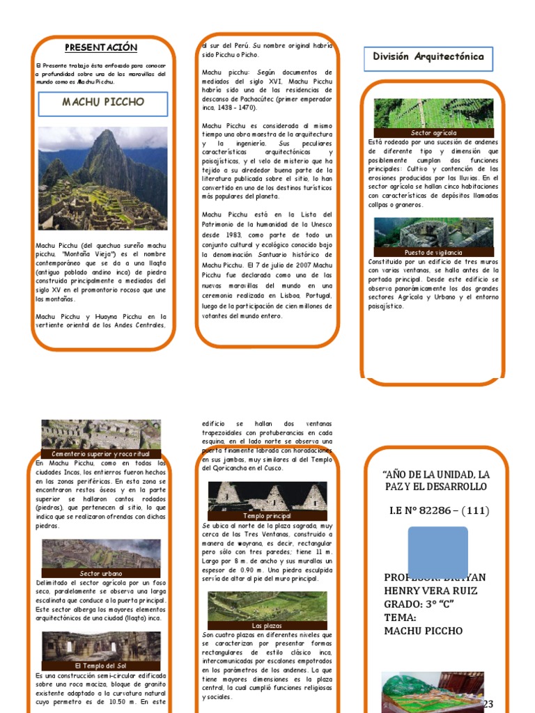 Machu Picchu: Maravilla Inca en Perú | PDF | Machu Picchu