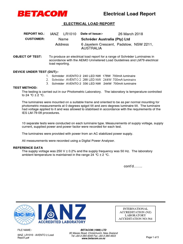 Ianz - lr1010 - Avento 2 Load Report | PDF
