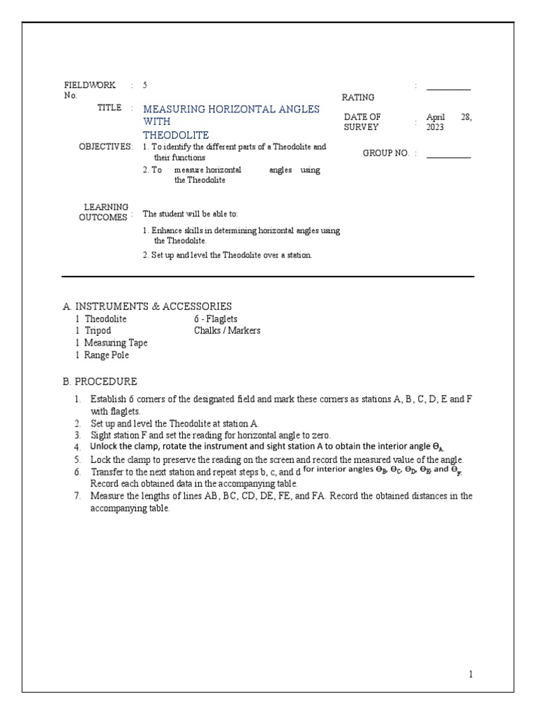 Fieldwork 5 | PDF | Surveying | Metrology