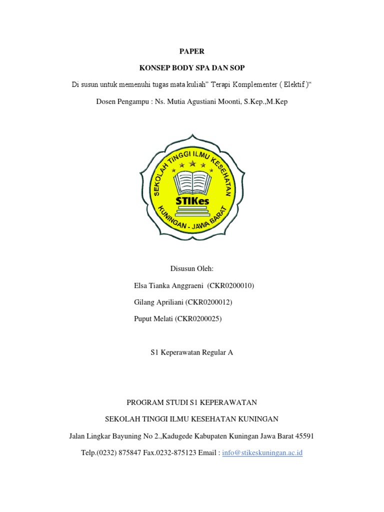 Konsep Body Spa Dan Sop - Kelompok 9 | PDF